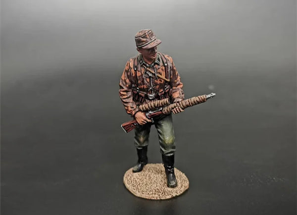 KU091 Waffen SS Standing with Sniper Rifle - The History Store